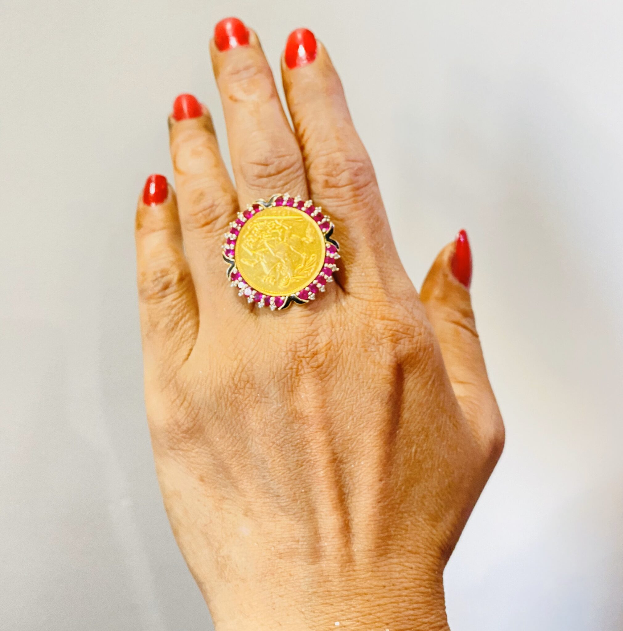 22K Solid Yellow Gold Coin Ring - Panoply By Pearl